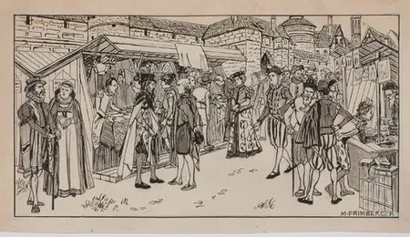 Medieval Marketplace Drawing