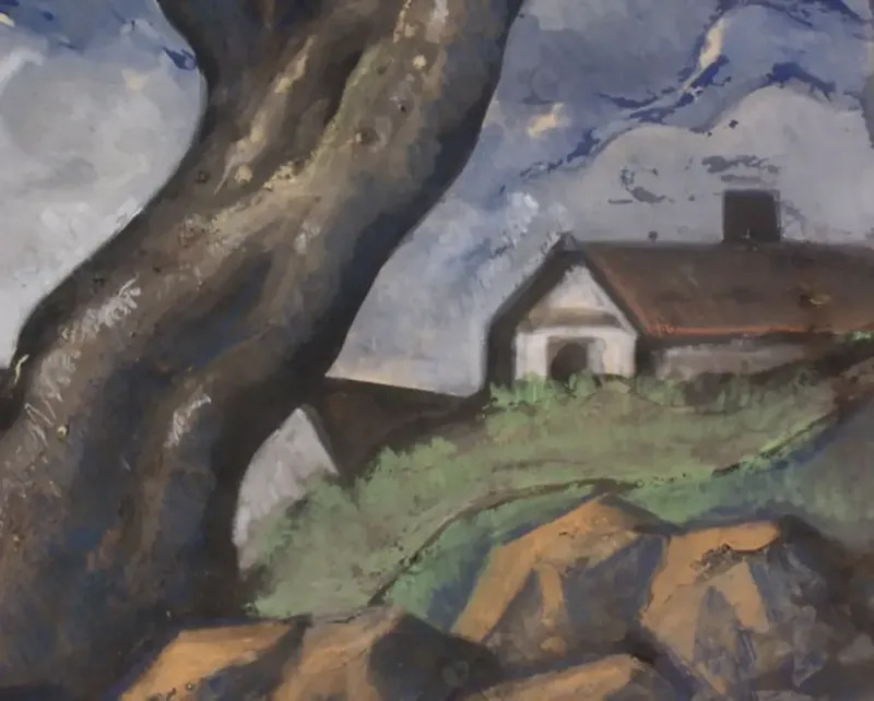 Landscape with Tree and Houses by | Hugo SCHEIBER | buy art online ...