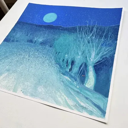 how to draw moonlit night