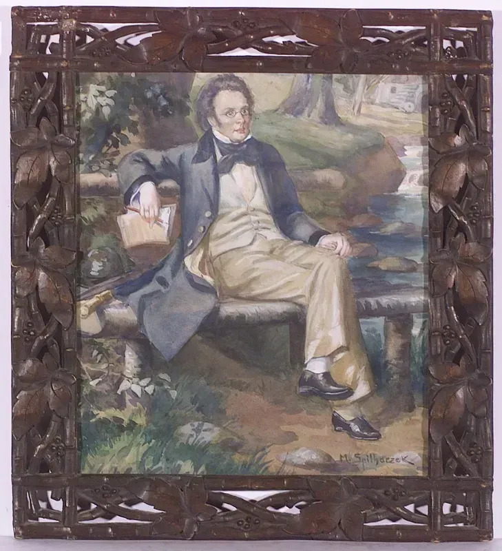 "Portrait of Composer Franz Schubert", ca 1900, Watercolor by ...