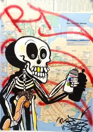 skeleton graffiti drawing