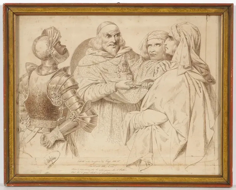 Cesare Mussini (1804-1879) "Pazzi Conspiracy" drawing, 1843 by | Cesar ...